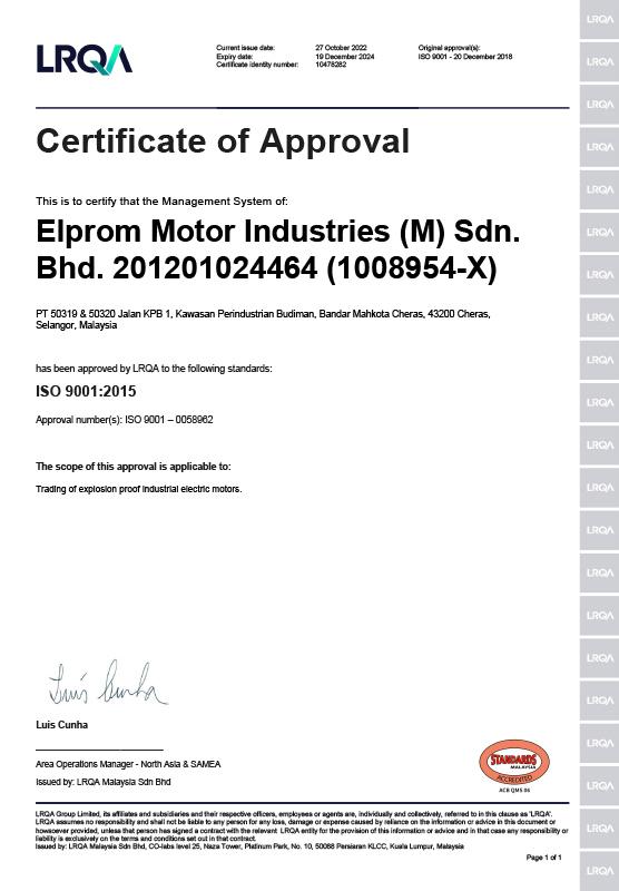 Explosion Proof - Elprom Motor Industries (M) Sdn Bhd